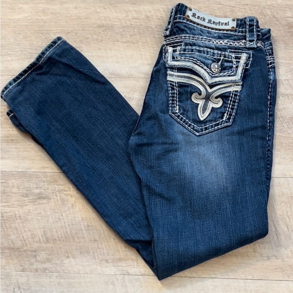 Rock Revival | Jeans | Rock Revival Womens Kai Back Flap Pockets Straight Jeans Size 28 | Poshmark